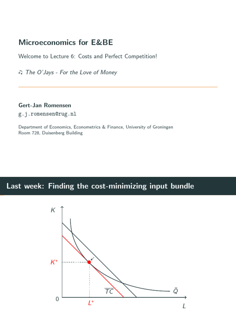 Handout - Lecture 6 - Microeconomics For E&BE | PDF | Marginal Cost ...
