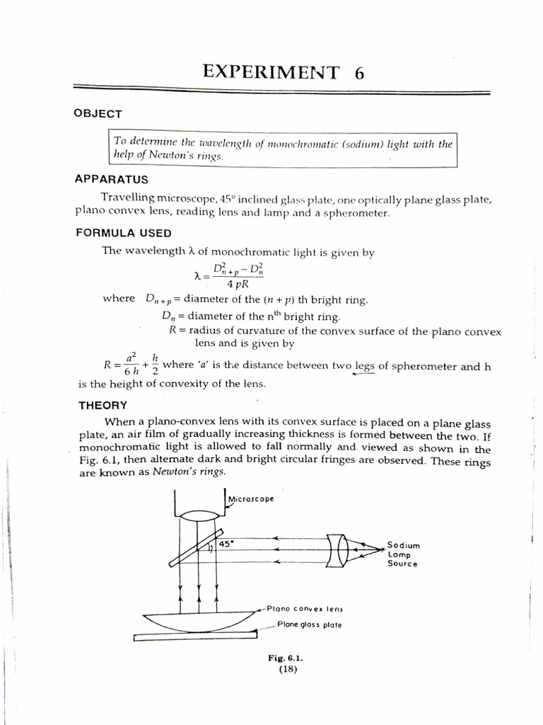 Newton's Ring Experiment Procedure | PDF | Electromagnetic Radiation ...