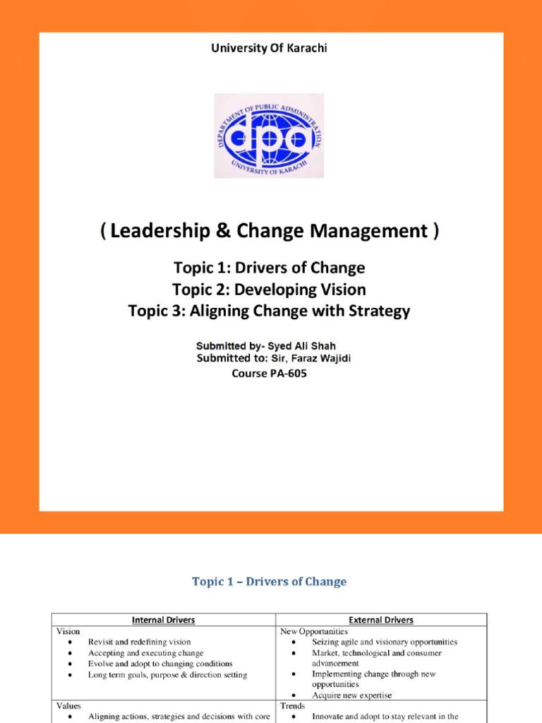 Leadership & Change Management Assignment | PDF