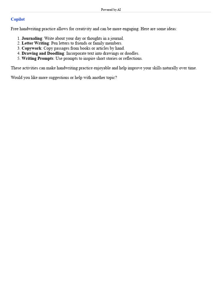 Creative Handwriting Practice Ideas | PDF