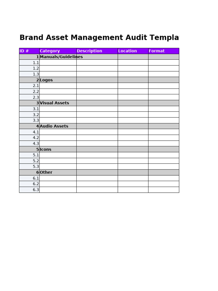 Brand Asset Management Audit Template | PDF