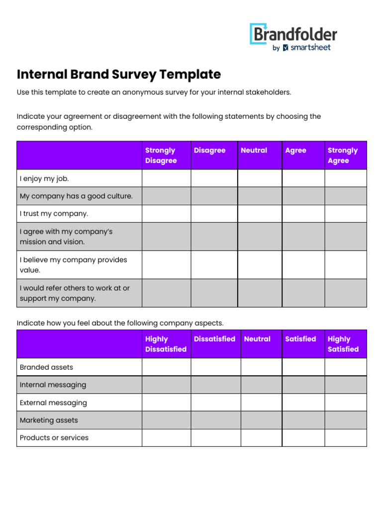 Internal Brand Survey Template | PDF