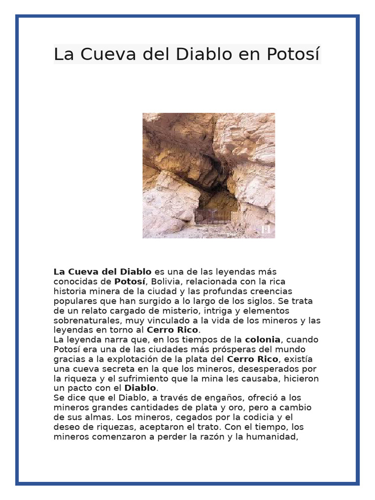 La Cueva del Diablo: Leyenda Potosina | PDF | Diablo