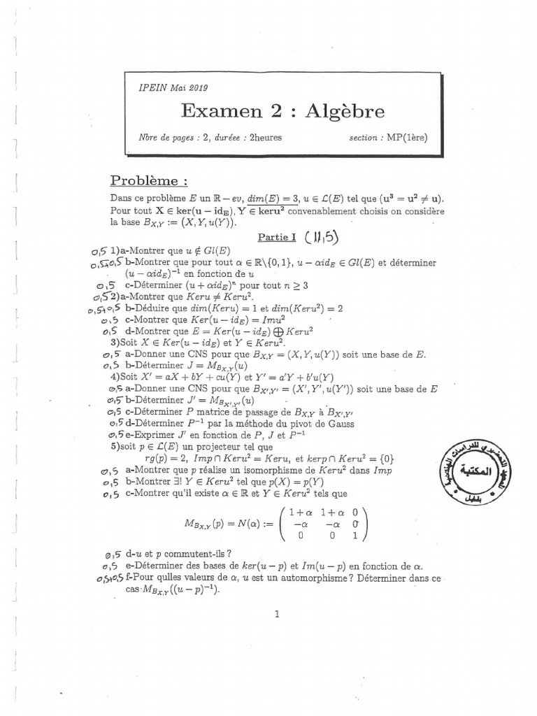 EX N2 Alg MP 2018 | PDF