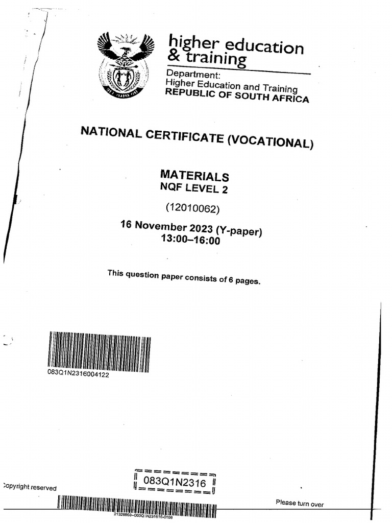 Materials QUESTION PAPERS FOR REVISION | PDF