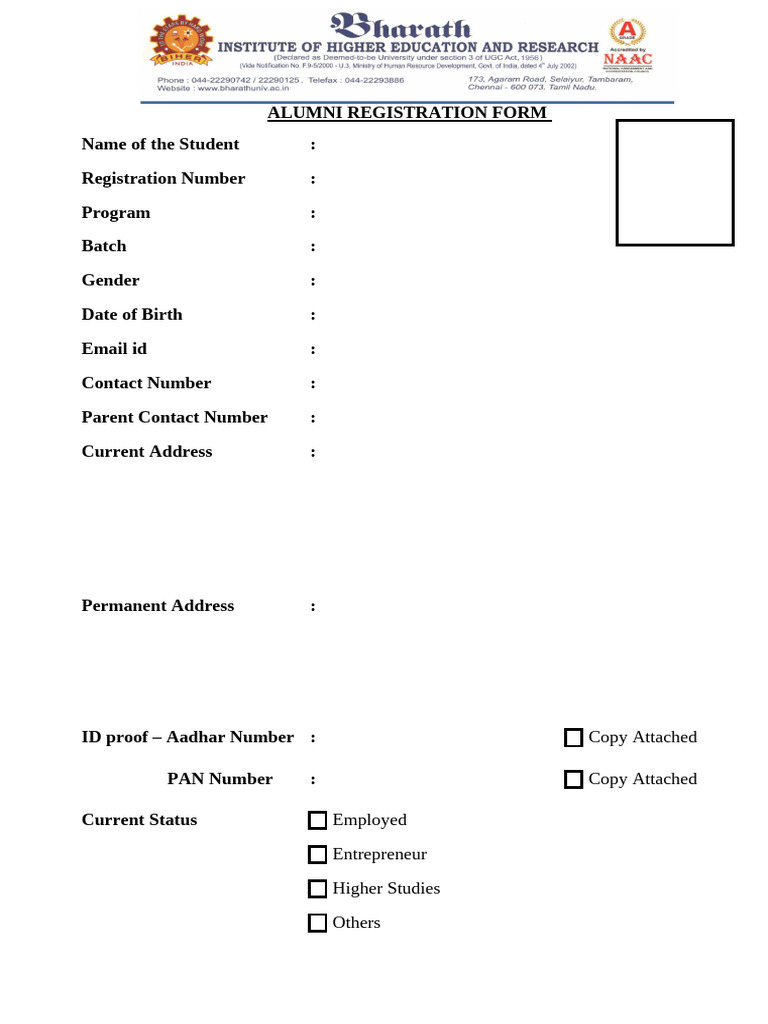 Alumni Registration Form | PDF