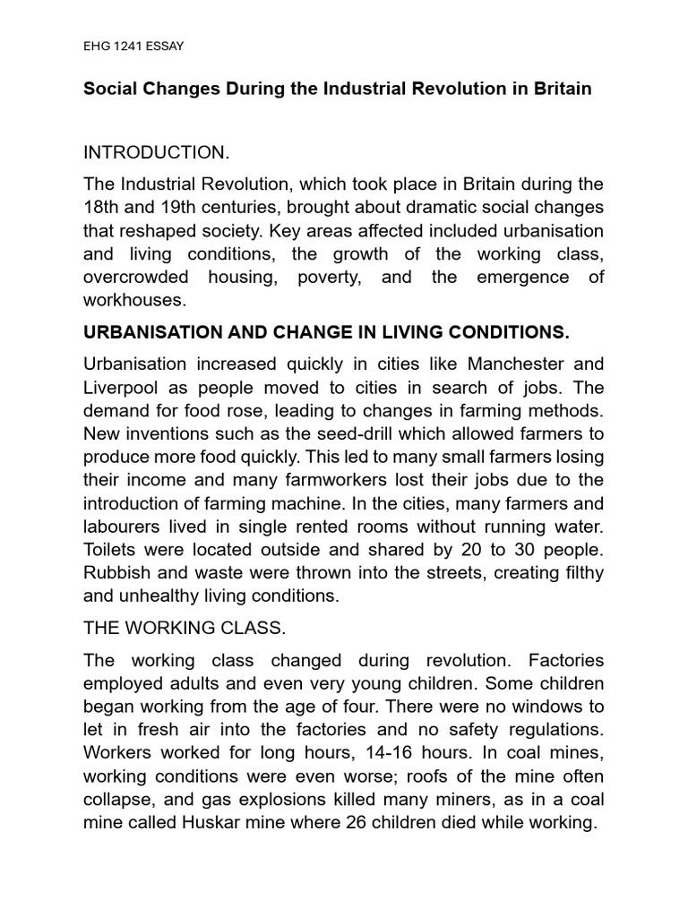 Social Changes During The Industrial Revolution in Britain | PDF ...