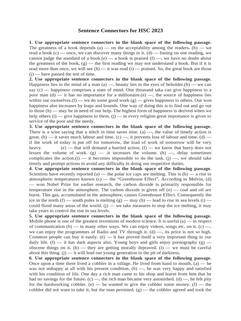 Sentence Connectors For HSC 2023 | PDF | Greenhouse Effect
