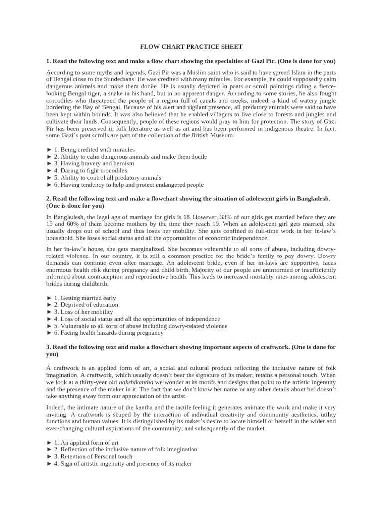 Flow Chart Practice Sheet | PDF | Adolescence