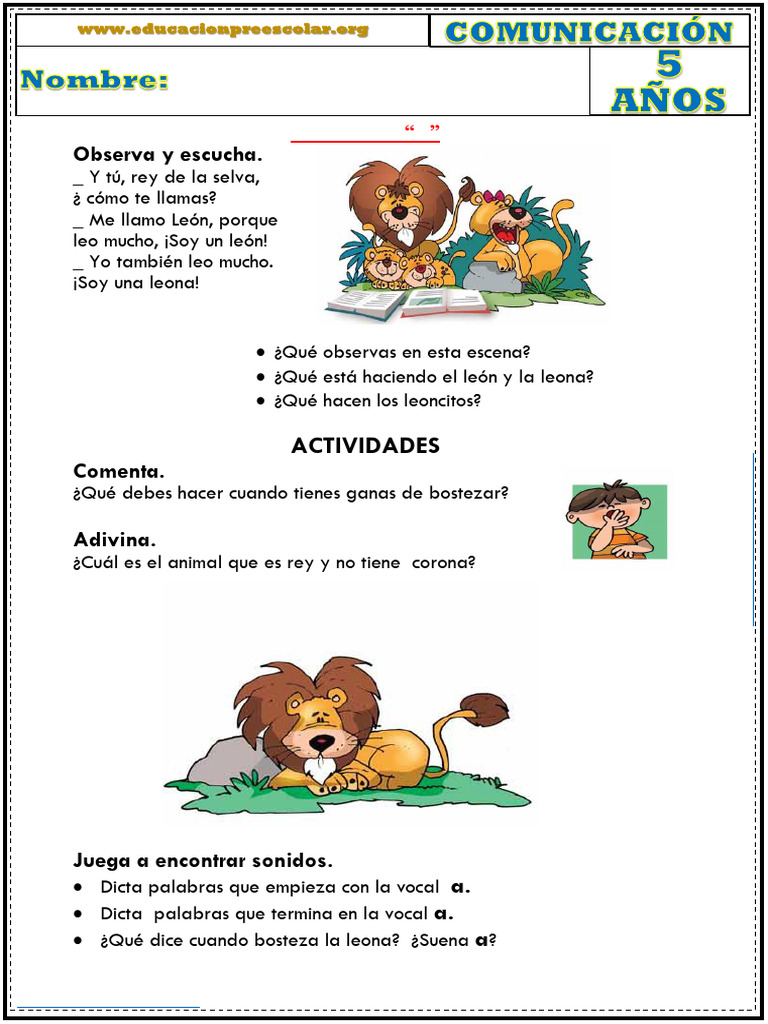 Actividades para aprender la vocal A | PDF