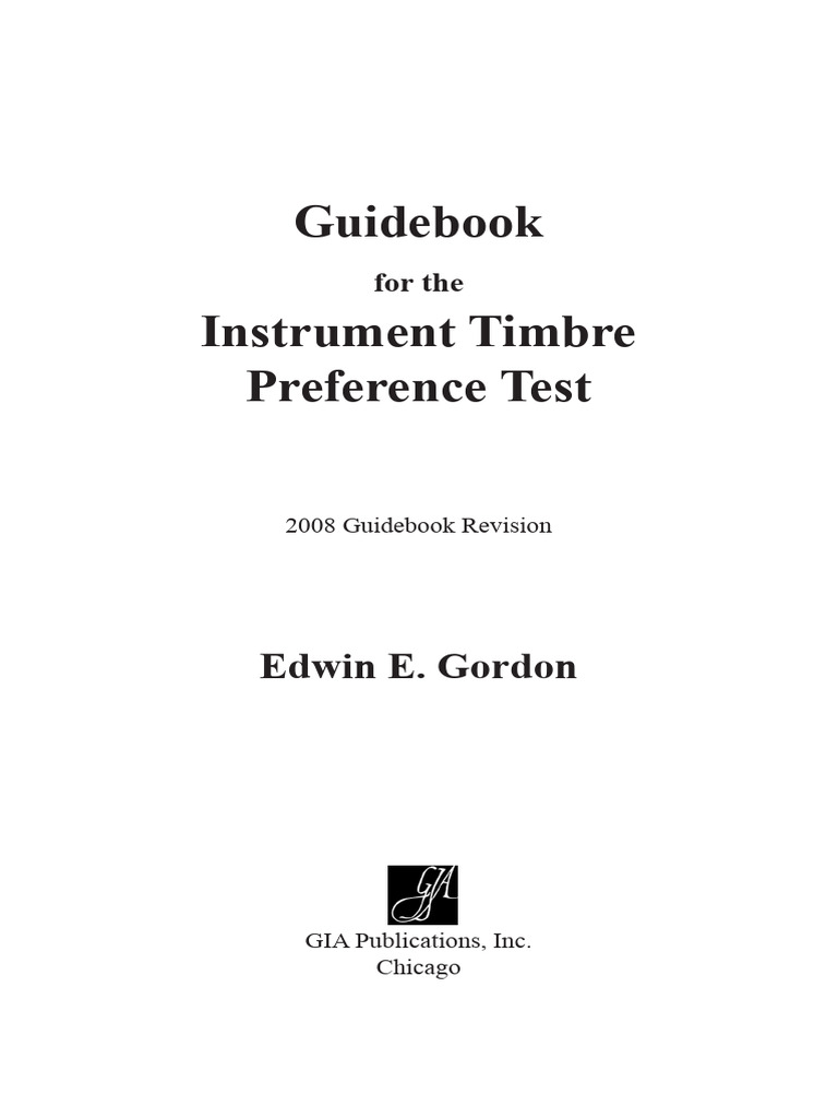 Guidebook For The Instrument Timbre Preference Test | PDF | Musical ...