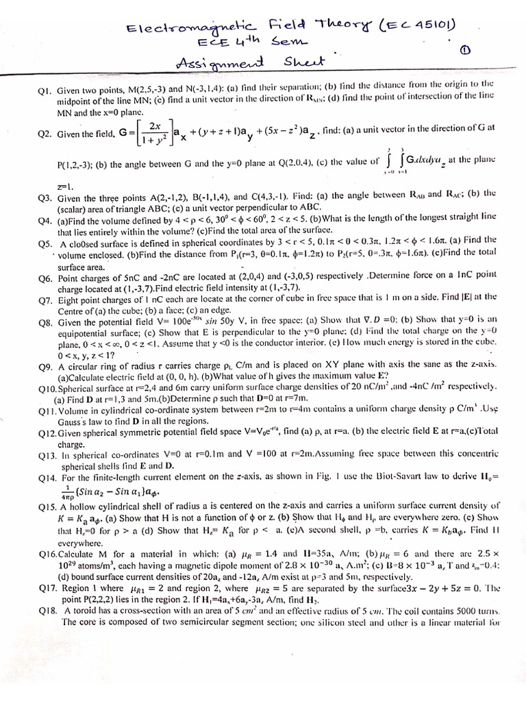 Emft Practice Sheet 1 | PDF