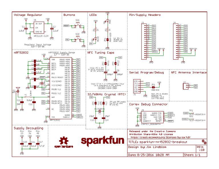 Sparkfun Nrf52832 Breakout Schematic v10 | PDF