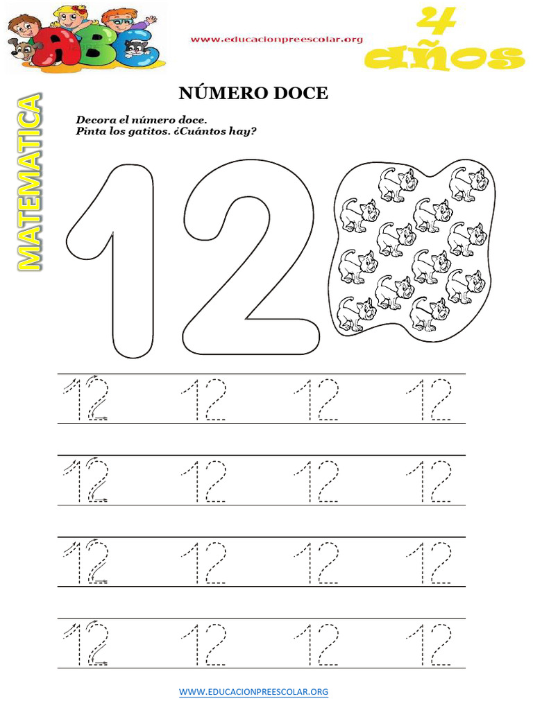 Fichas Del Numero 12 para Niños de 4 Años | PDF