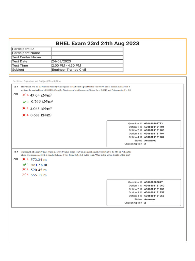 Bhel Previous Paper | PDF