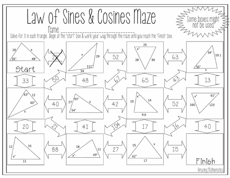 Law of Sines & Cosines Maze - PDF Kimi Su | PDF