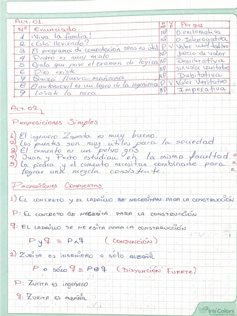 ACTIVIDAD 01 y 02. LOGICA | PDF