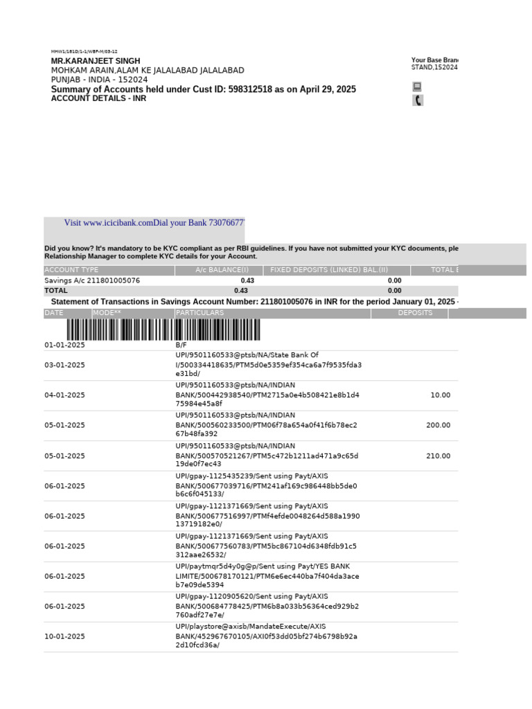 Statement APR2025 312518598 Unlocked | PDF | Banking Technology | Economy Of India