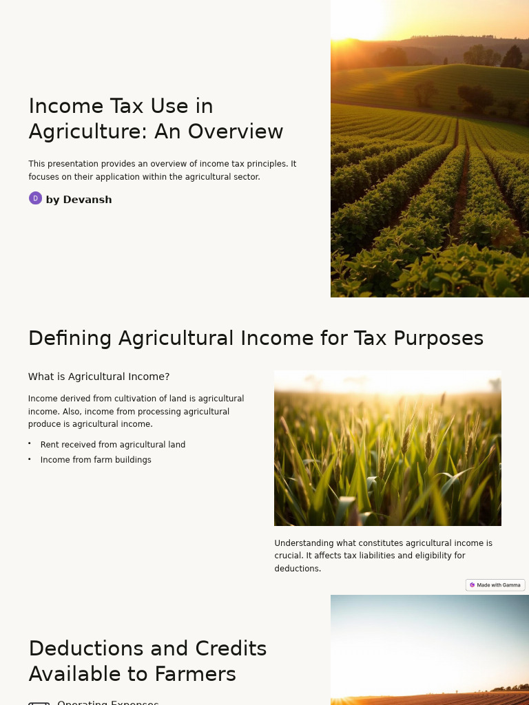 Income Tax Use in Agriculture An Overview | PDF | Expense | Taxes
