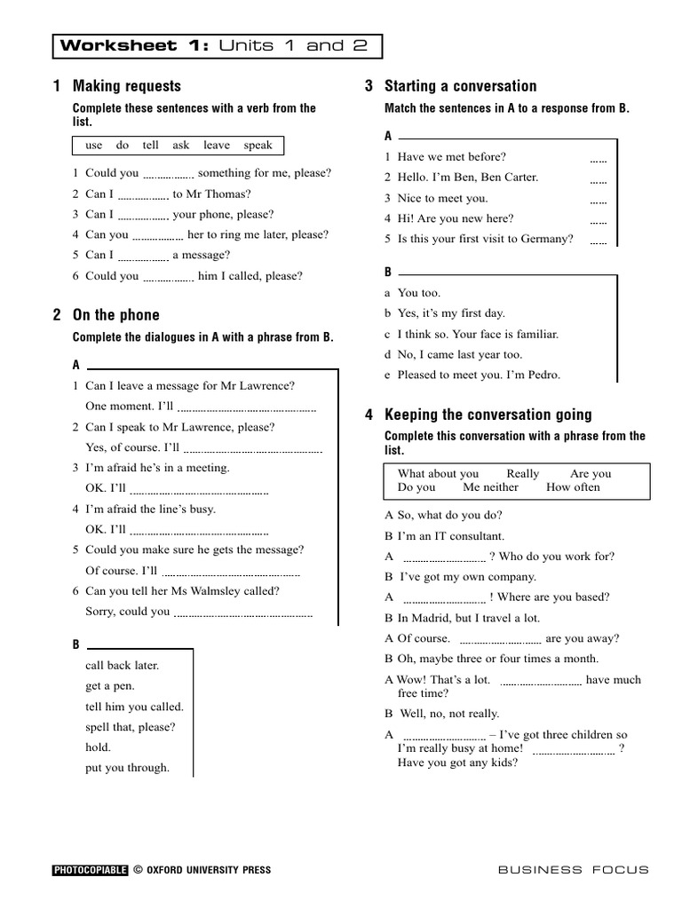 Business Focus Worksheet01 | PDF