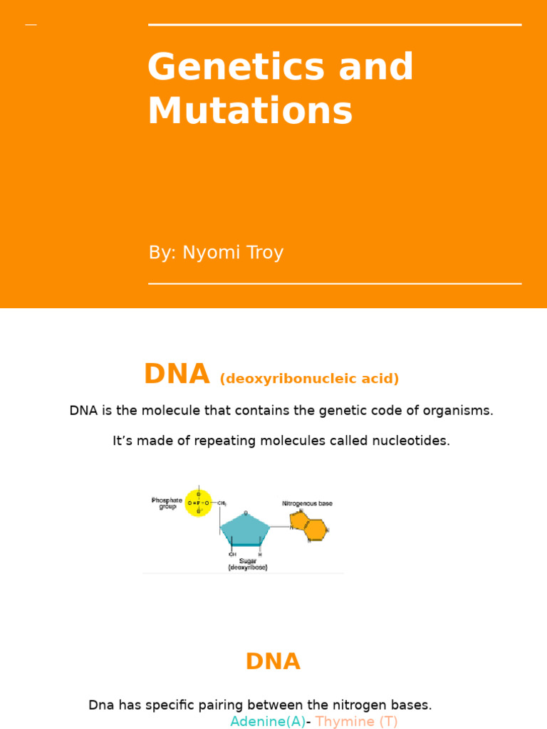 Genetics and Mutations Nyomi Troy 6th PD Student Example | PDF | Dna ...