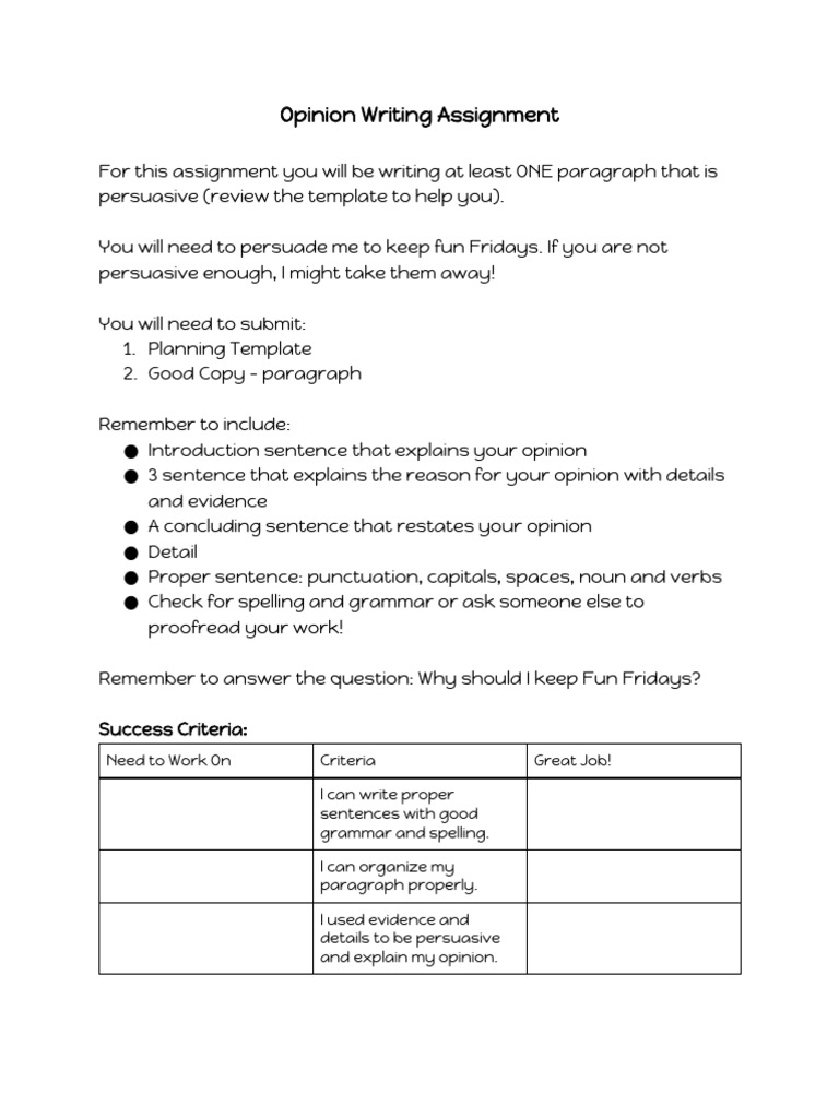 Persuasive Writing Assignment | PDF