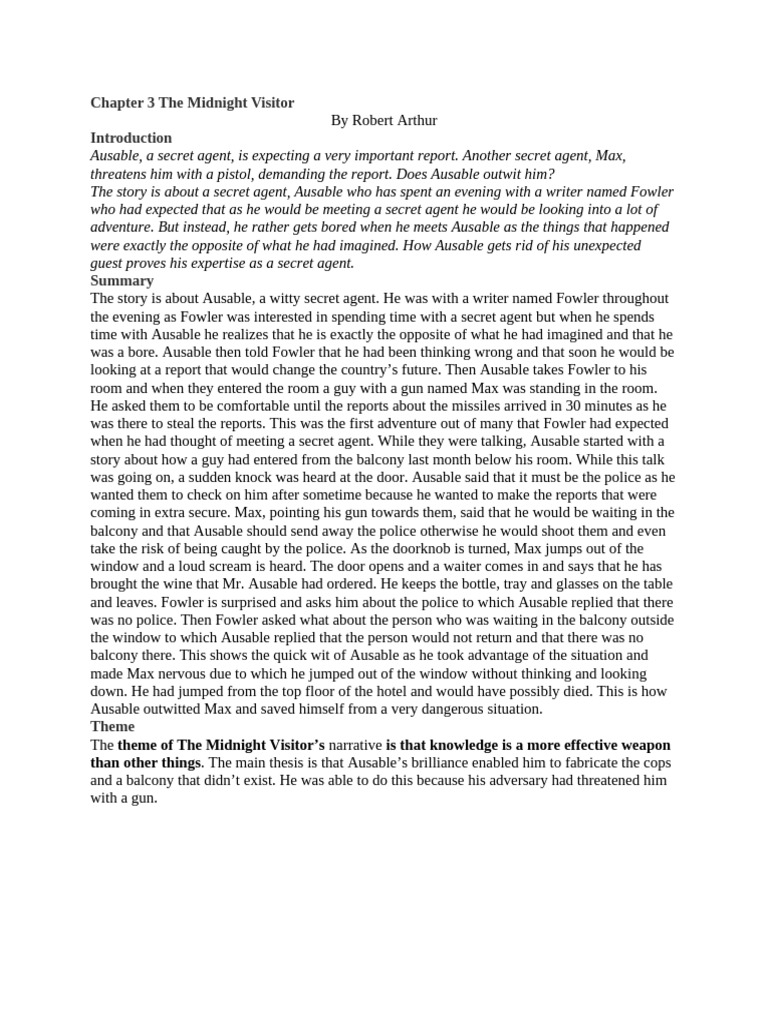 Chapter 3 The Midnight Visitor | PDF | Espionage