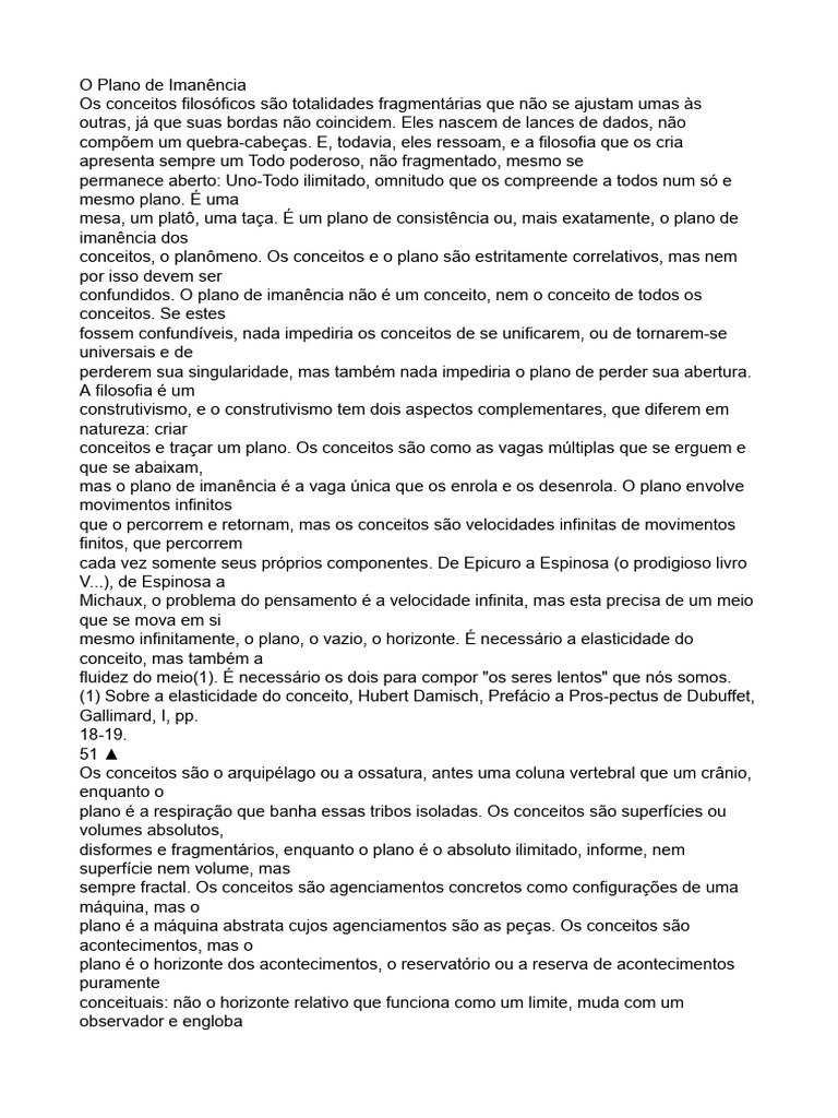 Plano de Imanencia | PDF | Pensamento | Immanuel Kant