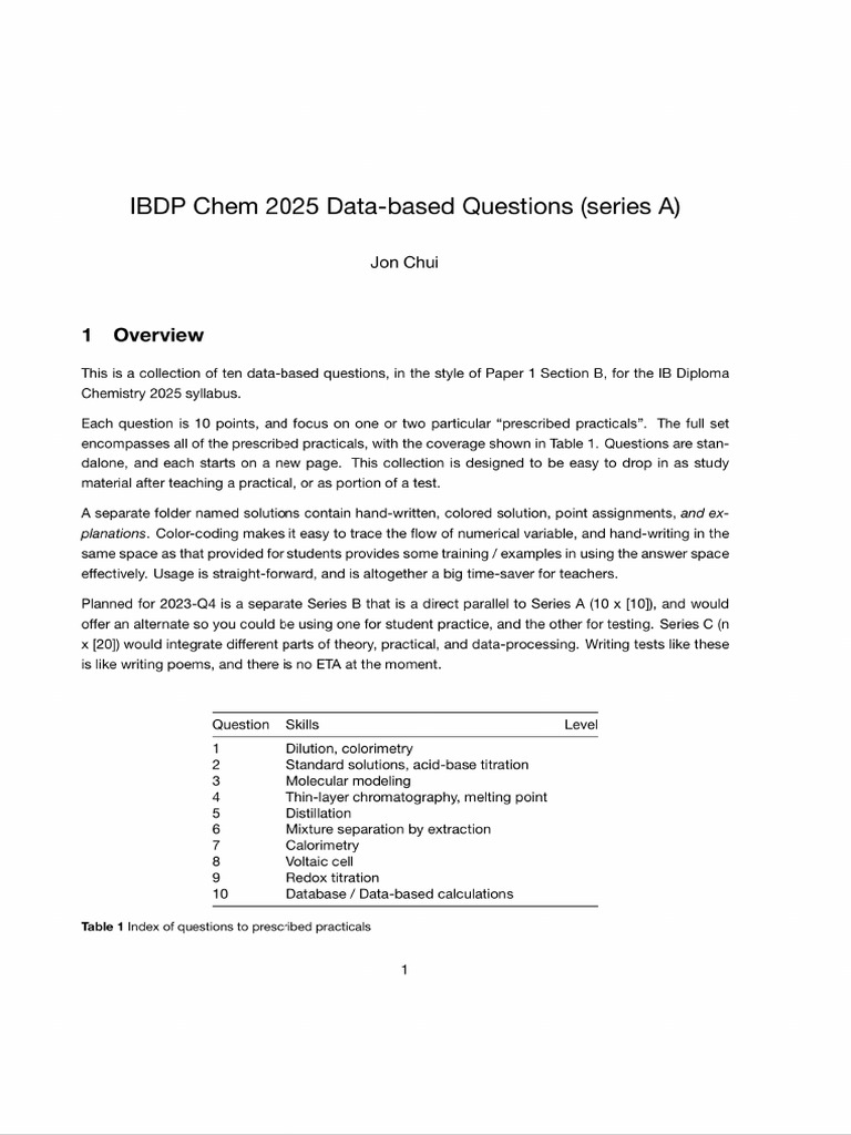 IBDP Chem P1B A v1 - 02 Answer | PDF