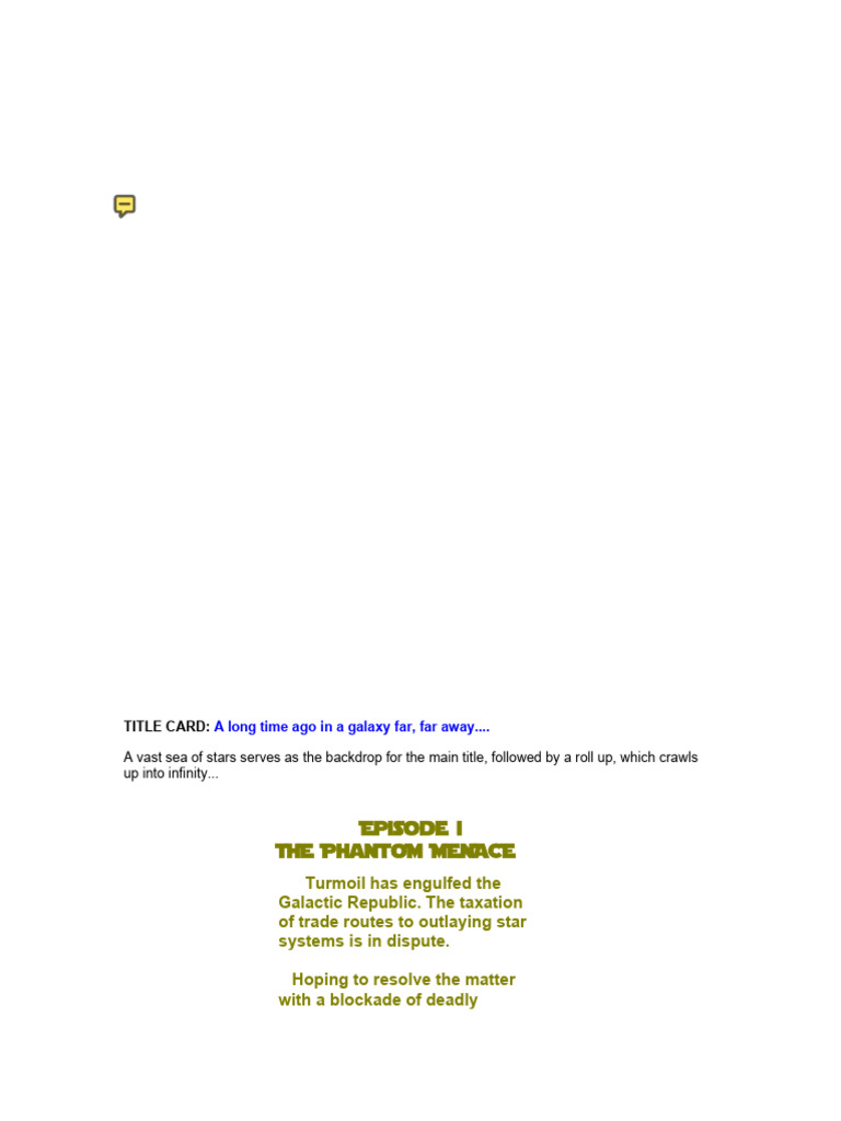 The Phantom Menace Script | PDF | Obi Wan Kenobi | Palpatine