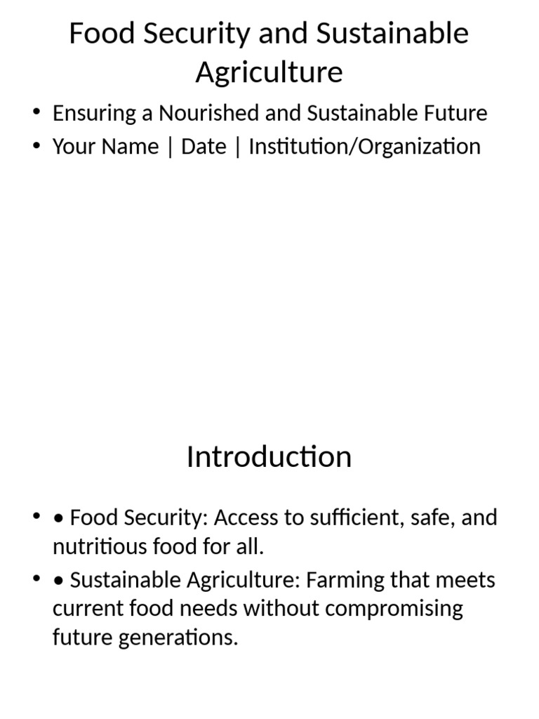 Food Security and Sustainable Practices | PDF