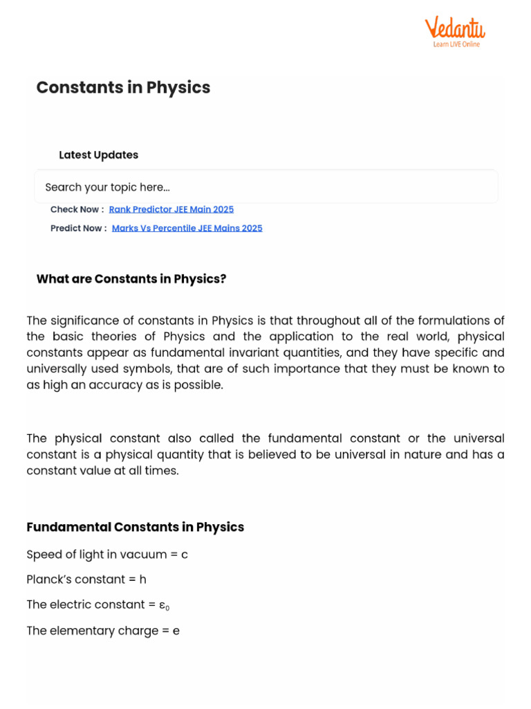 Constants in Physics | PDF