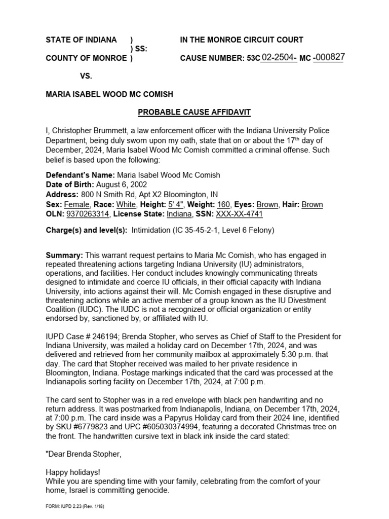 McComish Probable Cause Affidavit | PDF | Digital Forensics | Indiana ...