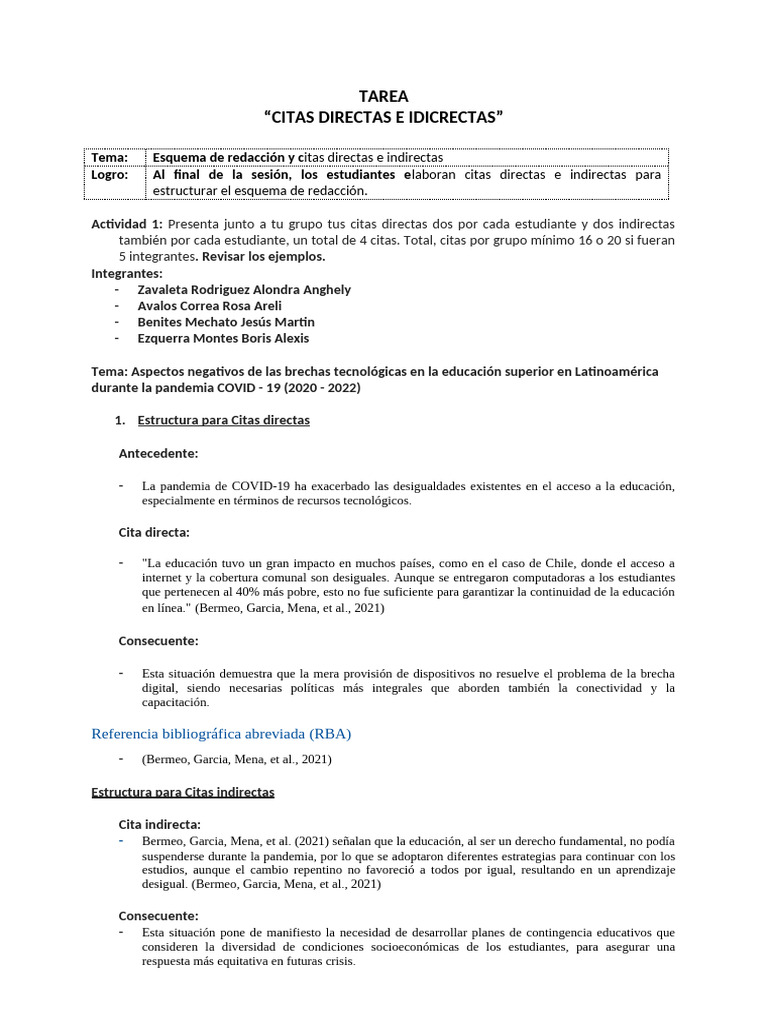 S12-Presentación de Citas Directas e Indirectas | PDF | Enseñando ...