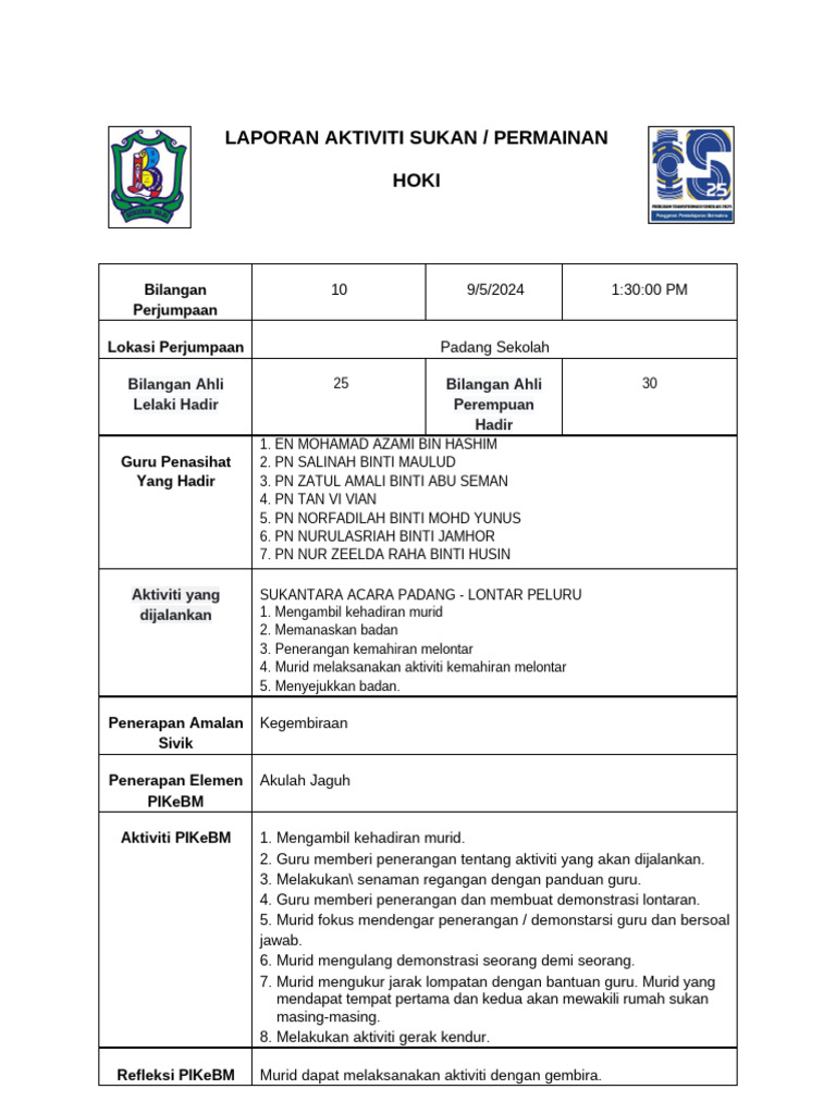 Laporan HOKI Perjumpaan 10 | PDF