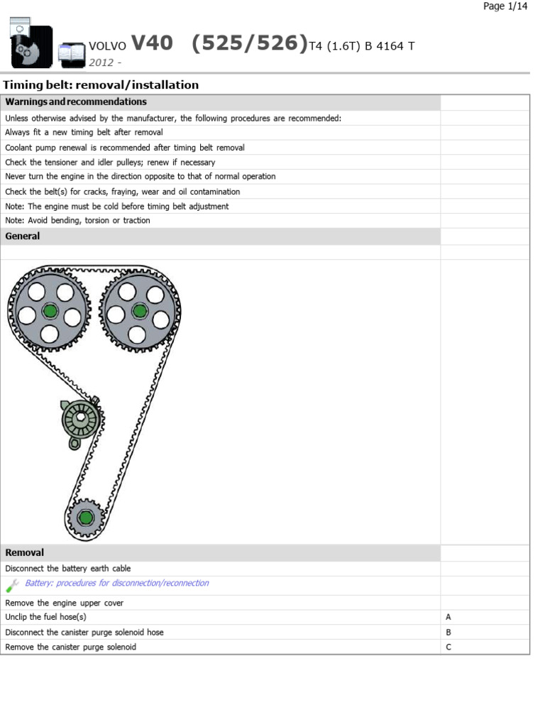 Distribucion Volvo v40 1.6T | PDF | Belt (Mechanical) | Rotating Machines