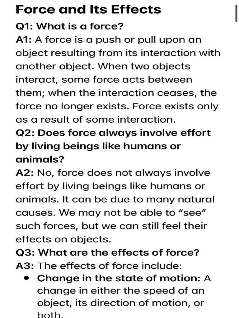 Force and Its Effects | PDF