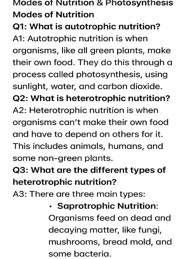 Modes of Nutrition and Photosynthesis | PDF