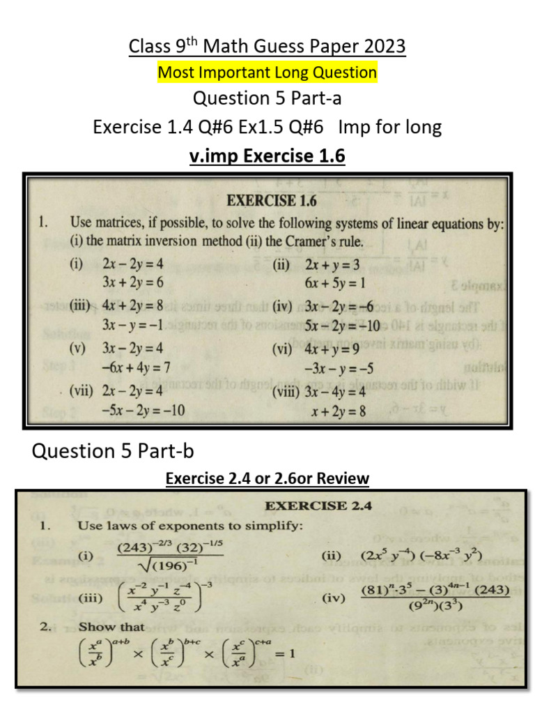 9th Math Long | PDF