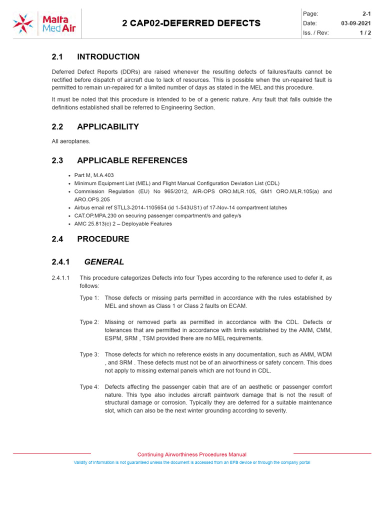 CAP02 - Continuing Airworthiness Procedures Manual Issue 1 Rev 2 | PDF | Aviation | Aircraft