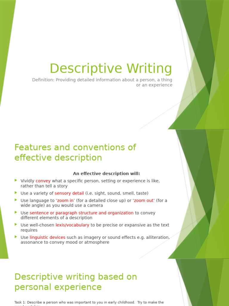 Mastering Descriptive Writing Techniques | PDF | Experience | Imagination