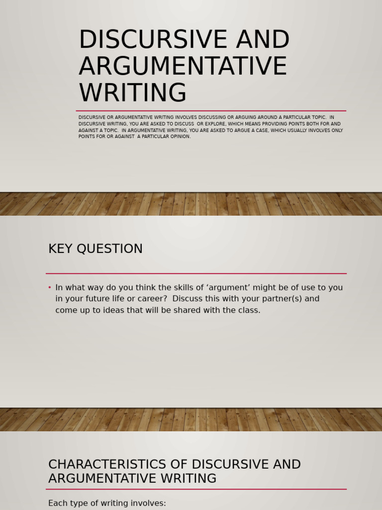Discursive and Argumentative Writing | PDF | Rhetoric | Argument
