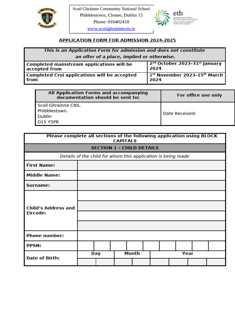 Application Form 2024 2025 | PDF | Birth Certificate | Government