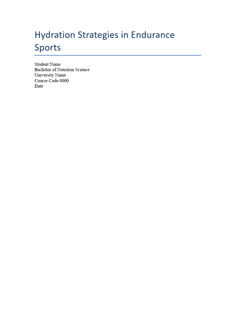 Hydration Strategies in Endurance Sports | PDF | Dehydration | Electrolyte