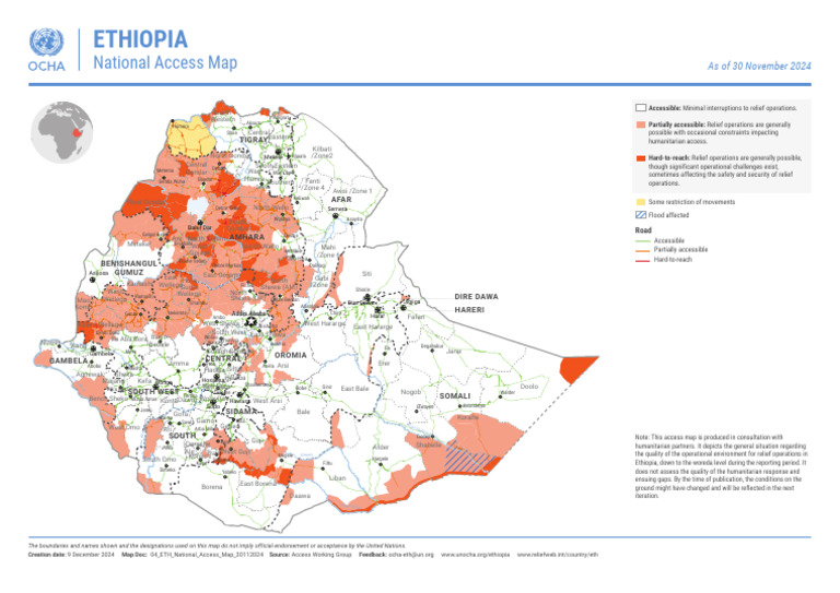 Ethiopia National Access Map 2024 | PDF | Ethiopia