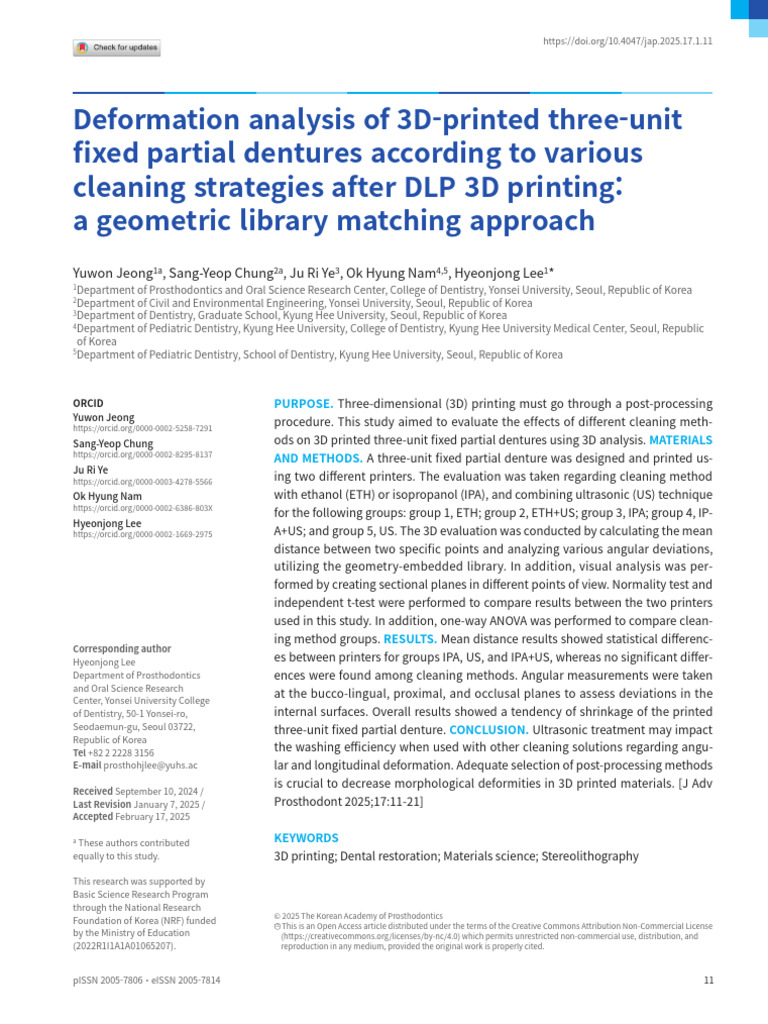 Jeong, 2025 - Deformation Analysis of 3d-Printed Three-Unit Fixed Partial Dentures According To ...