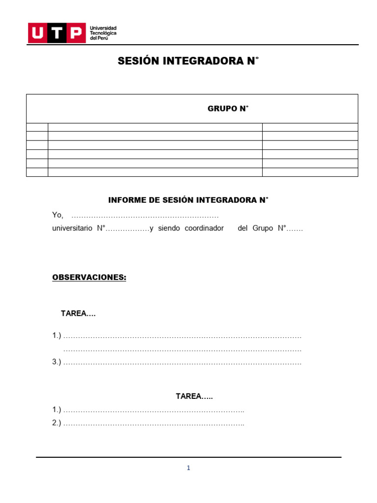 Formato para Sesión Integradora | PDF
