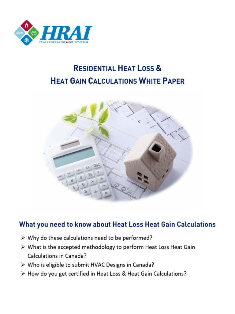 Residential Heat Loss Gain White Paper | PDF | Heat | Heat Transfer