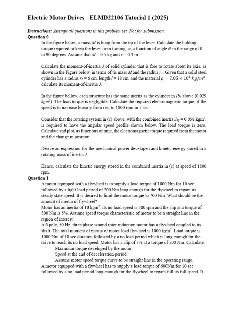 Electric Motor Drives Tutorial 1 | PDF | Electric Motor | Torque