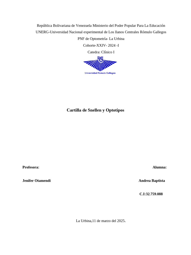 Cartilla de Snellen y Optotipos | PDF | Agudeza visual | Percepción visual